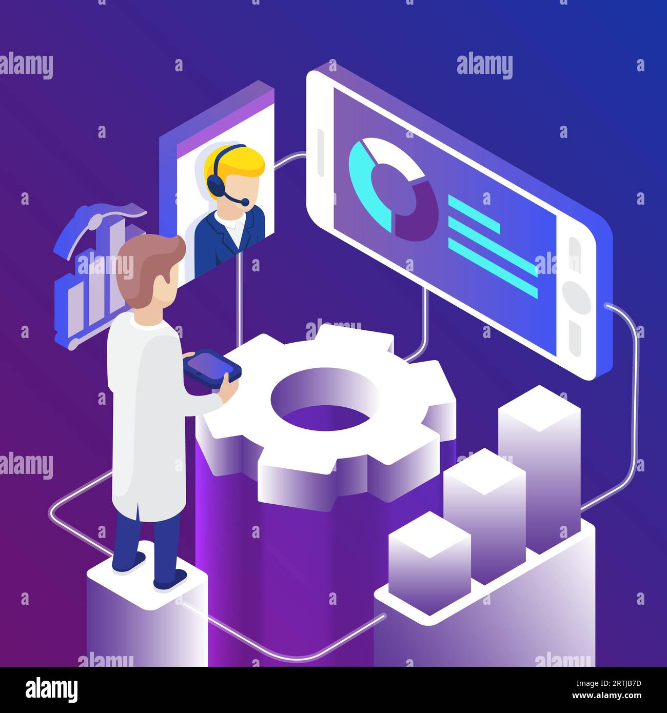 Online consultant isometric icon hi-res stock photography and images ...