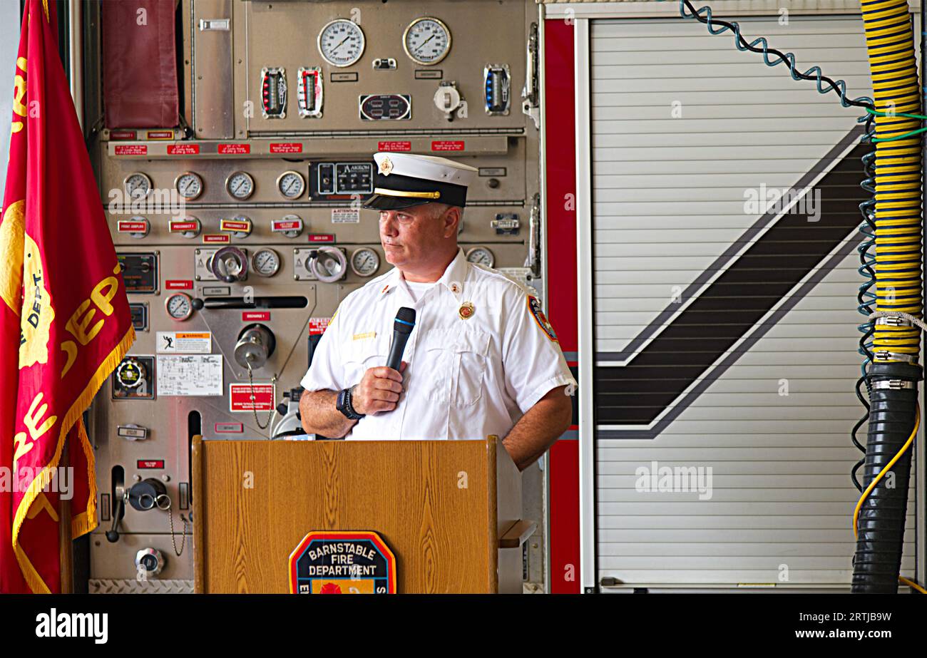 911 commemoration ceremony at Barnstable, MA Fire Headquarters on Cape ...