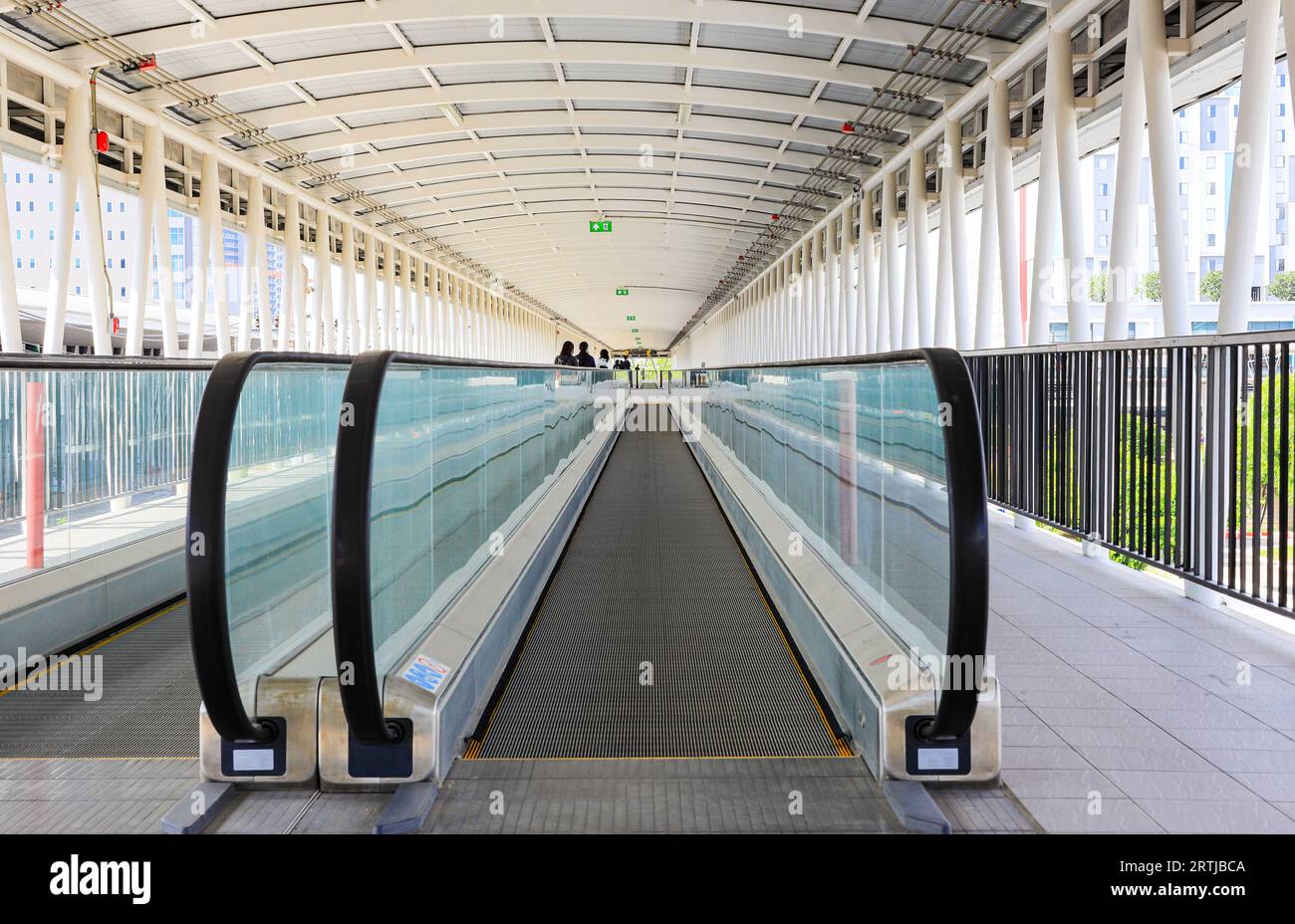 Pedestrian pathway or corridor or hallway with automatic walkway or ...