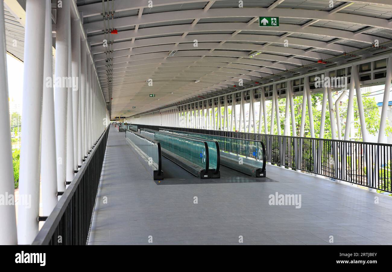 Pedestrian pathway or corridor or hallway with automatic walkway or ...