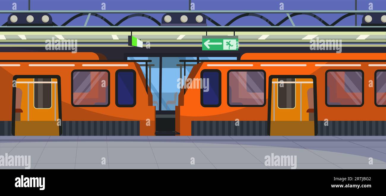 Trains at railway station vector illustration Stock Vector Image & Art ...