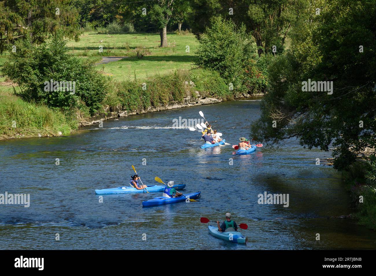 Start point for kayaking in Houyet. start of the trip for the tourists ...