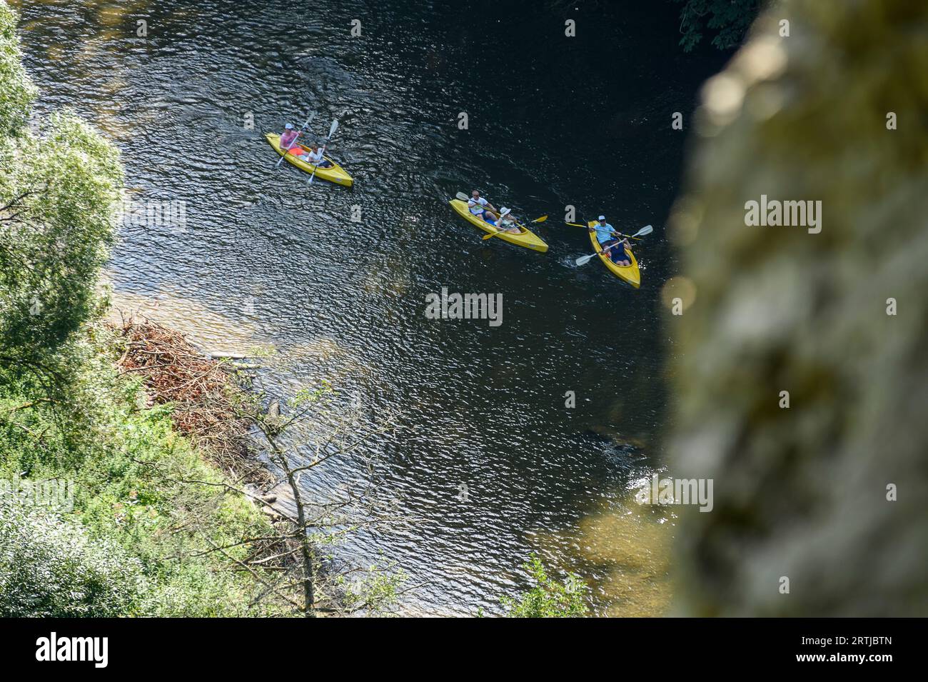 Start point for kayaking in Houyet. start of the trip for the tourists ...