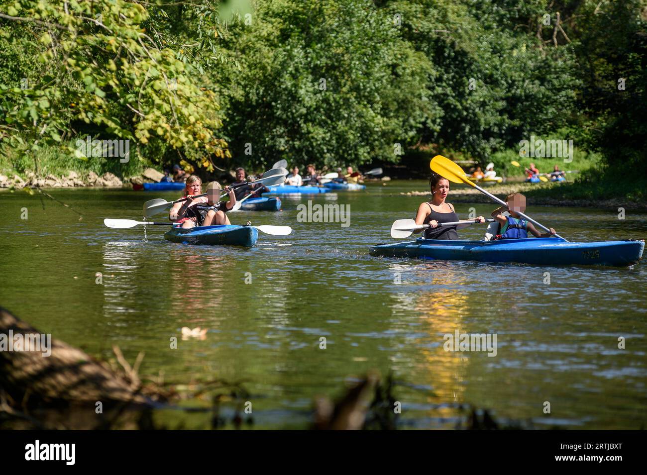Start point for kayaking in Houyet. start of the trip for the tourists ...