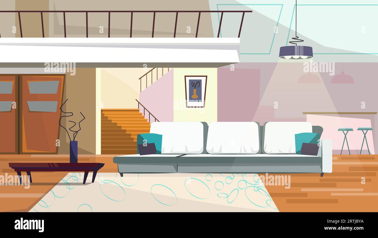 Comfortable living room with furniture vector illustration Stock Vector ...