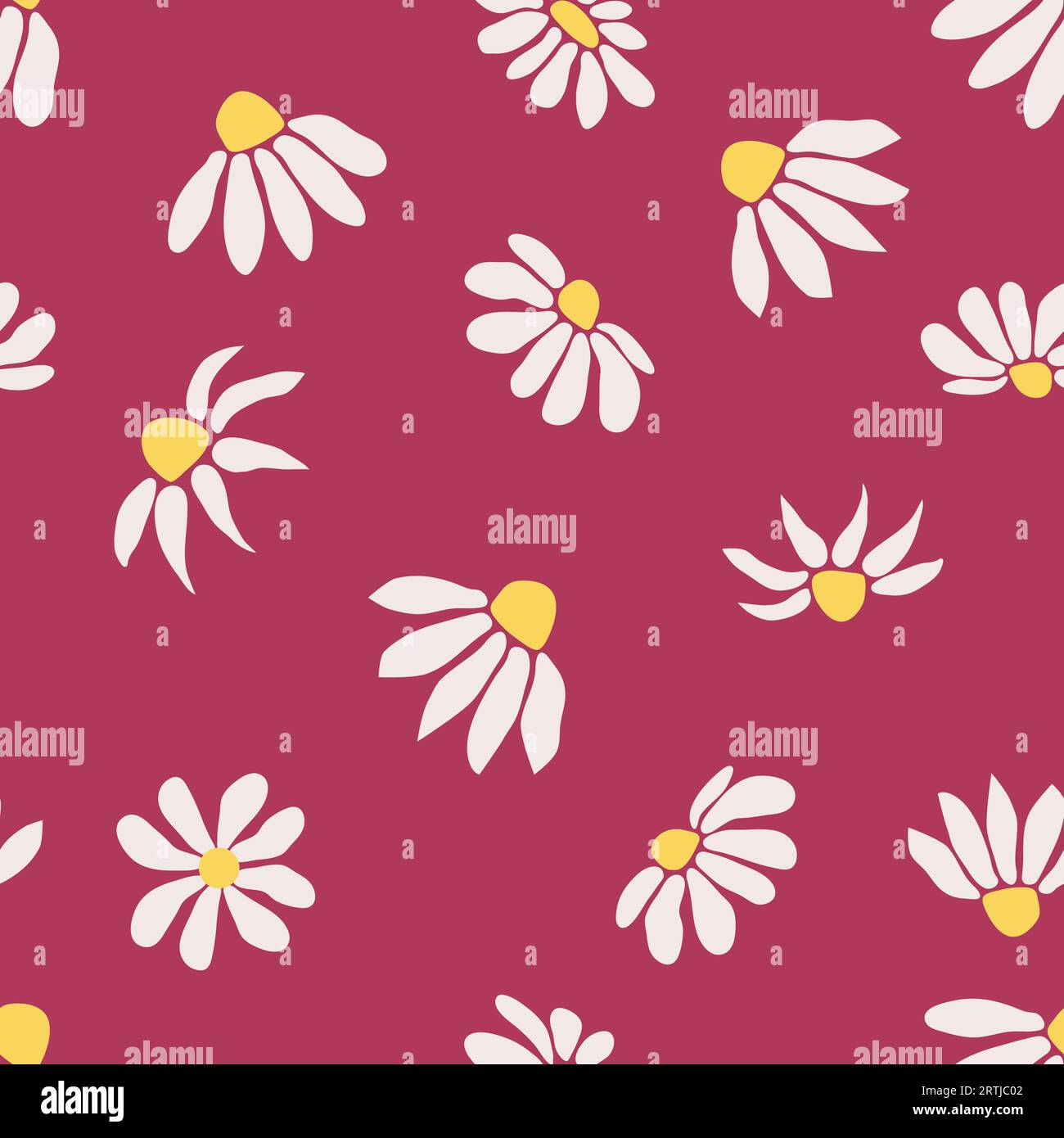 Boho Chamomile vintage seamless pattern. Hippie flower power retro ...