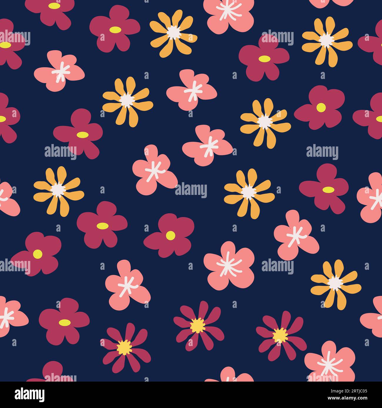 Boho Floral vintage seamless pattern. Hippie flower power retro textile ...