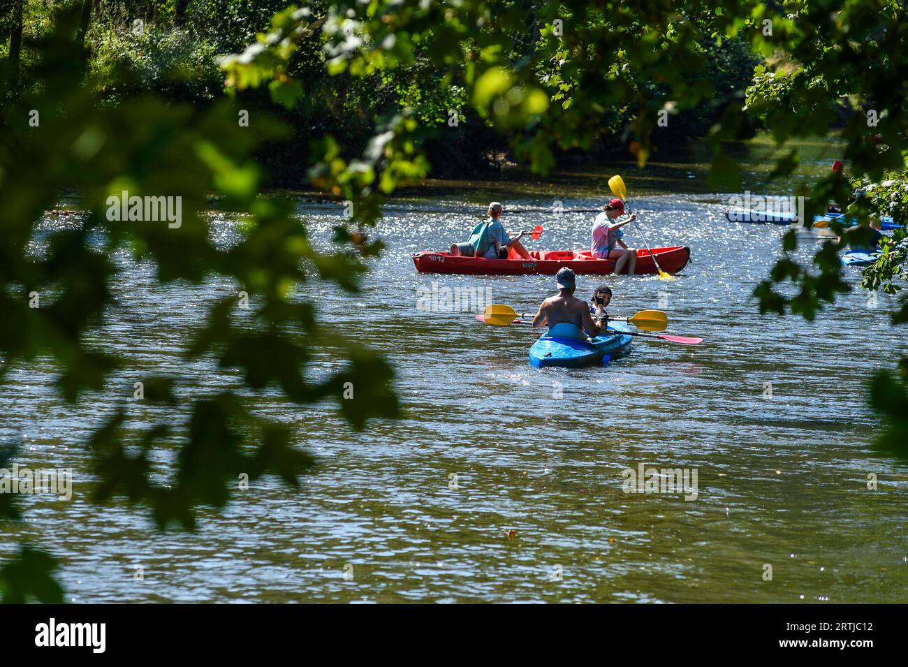 Start point for kayaking in Houyet. start of the trip for the tourists ...