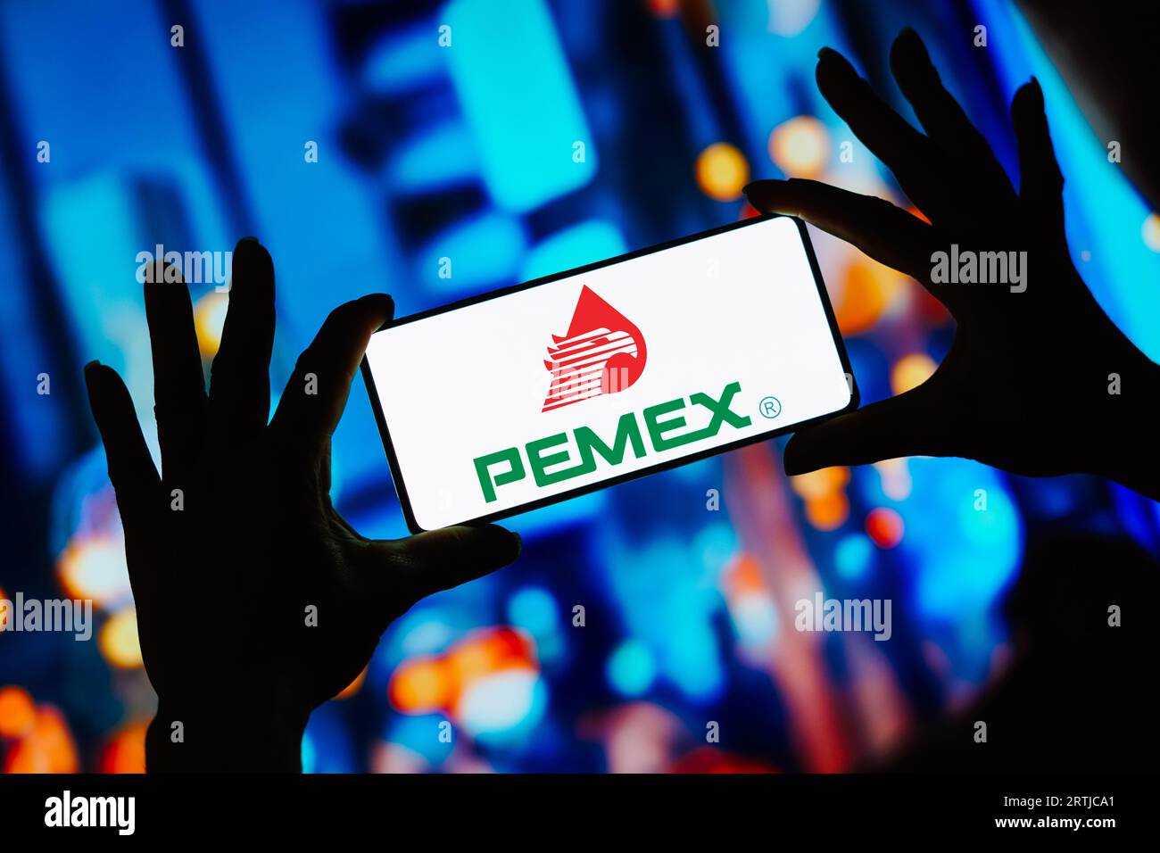In this photo illustration, the Petróleos Mexicanos (PEMEX) logo is ...