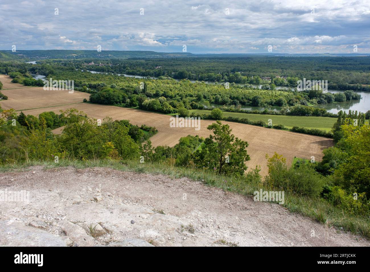 The river La Seine at the feet of the village of La Roche-Guyon - View ...