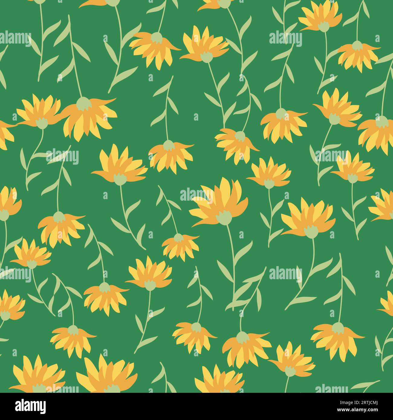 Rudbeckia Contrast floral summer background, seamless pattern for ...
