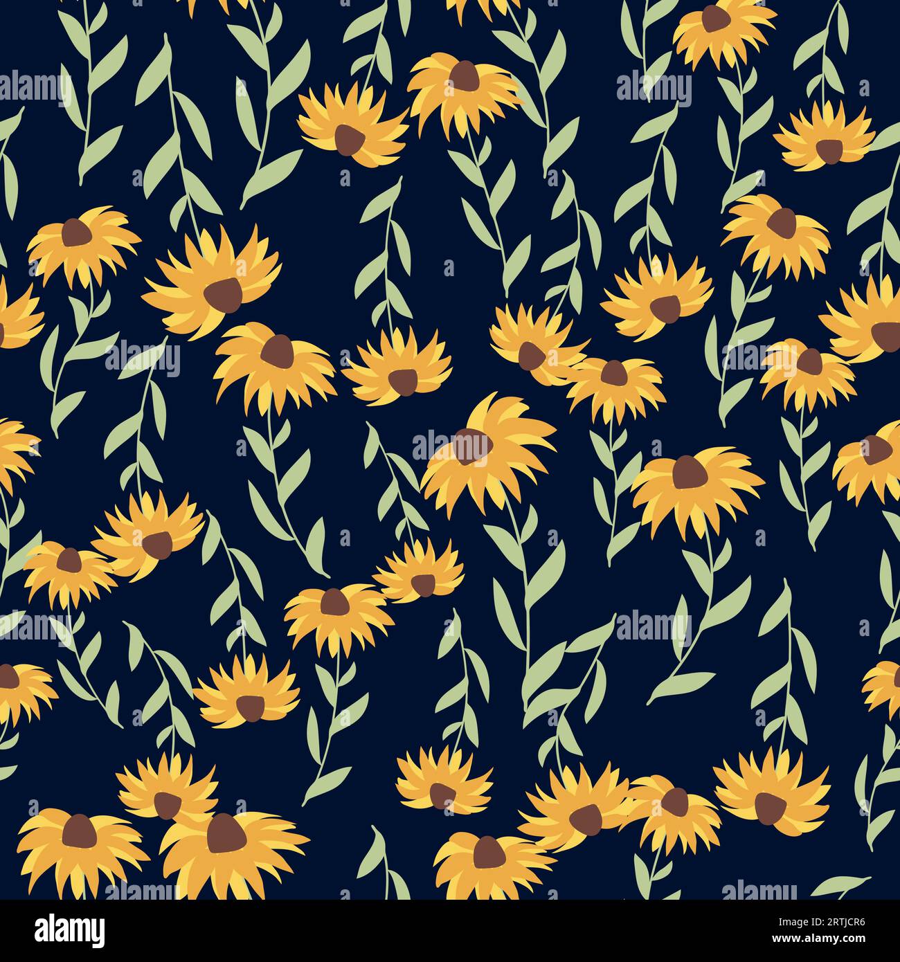 Rudbeckia Contrast floral summer background, seamless pattern for ...