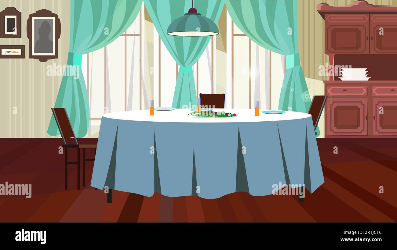 Cozy dining room with table vector illustration Stock Vector Image ...