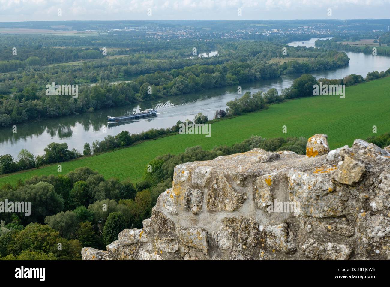 The river La Seine at the feet of the village of La Roche-Guyon - View ...