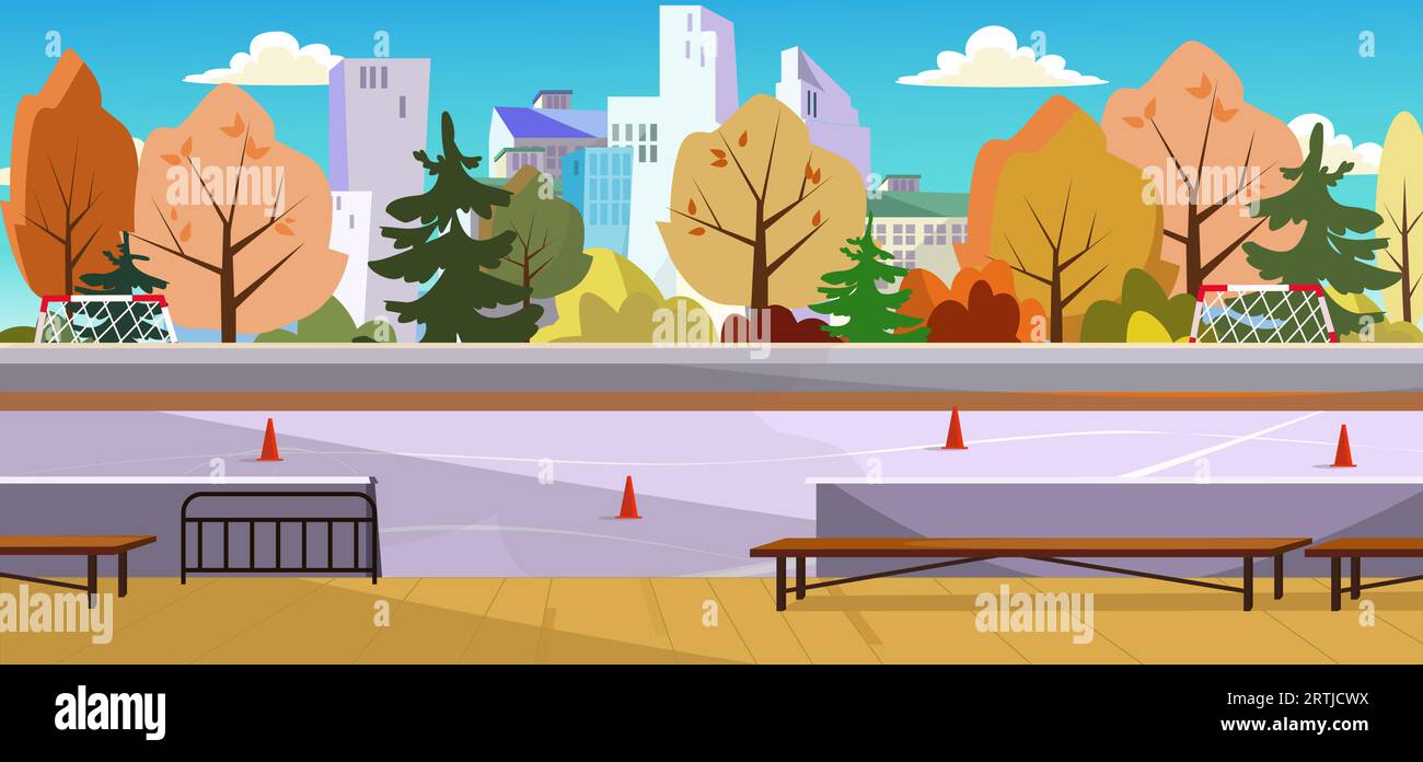 Roller-skating space with traffic cones vector illustration Stock ...