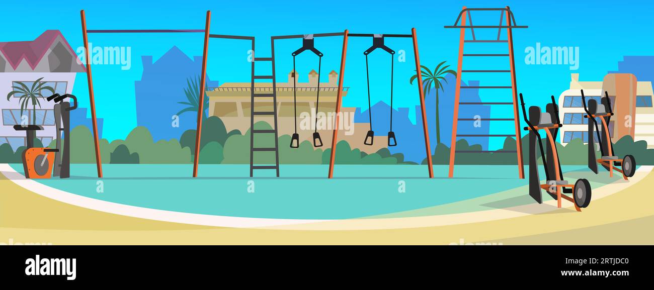 Athletic field with street fitness equipment vector illustration Stock Vector Image & Art - Alamy