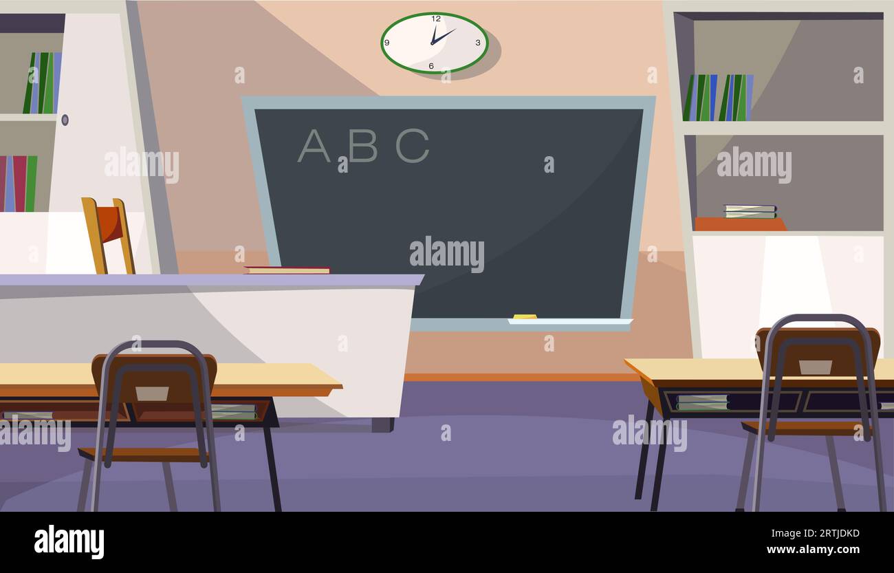 Alphabet letters on blackboard in classroom vector illustration Stock ...