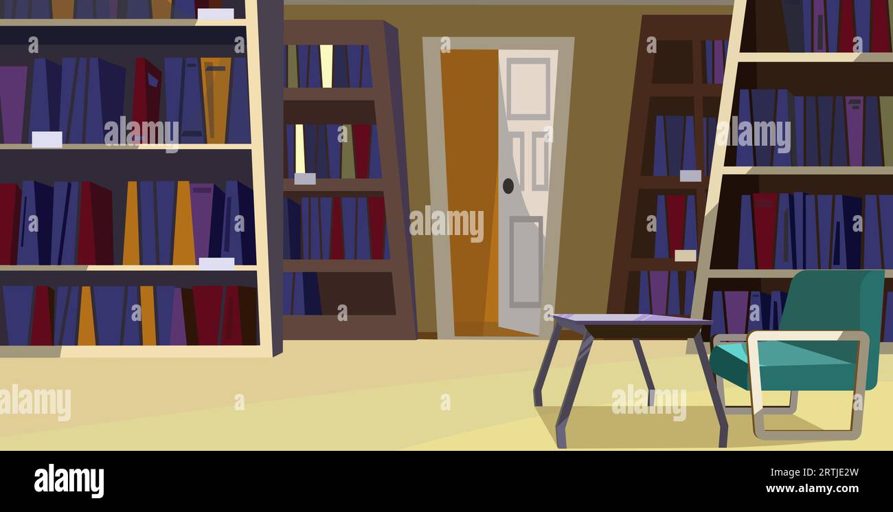 Home library with bookcases vector illustration Stock Vector Image ...