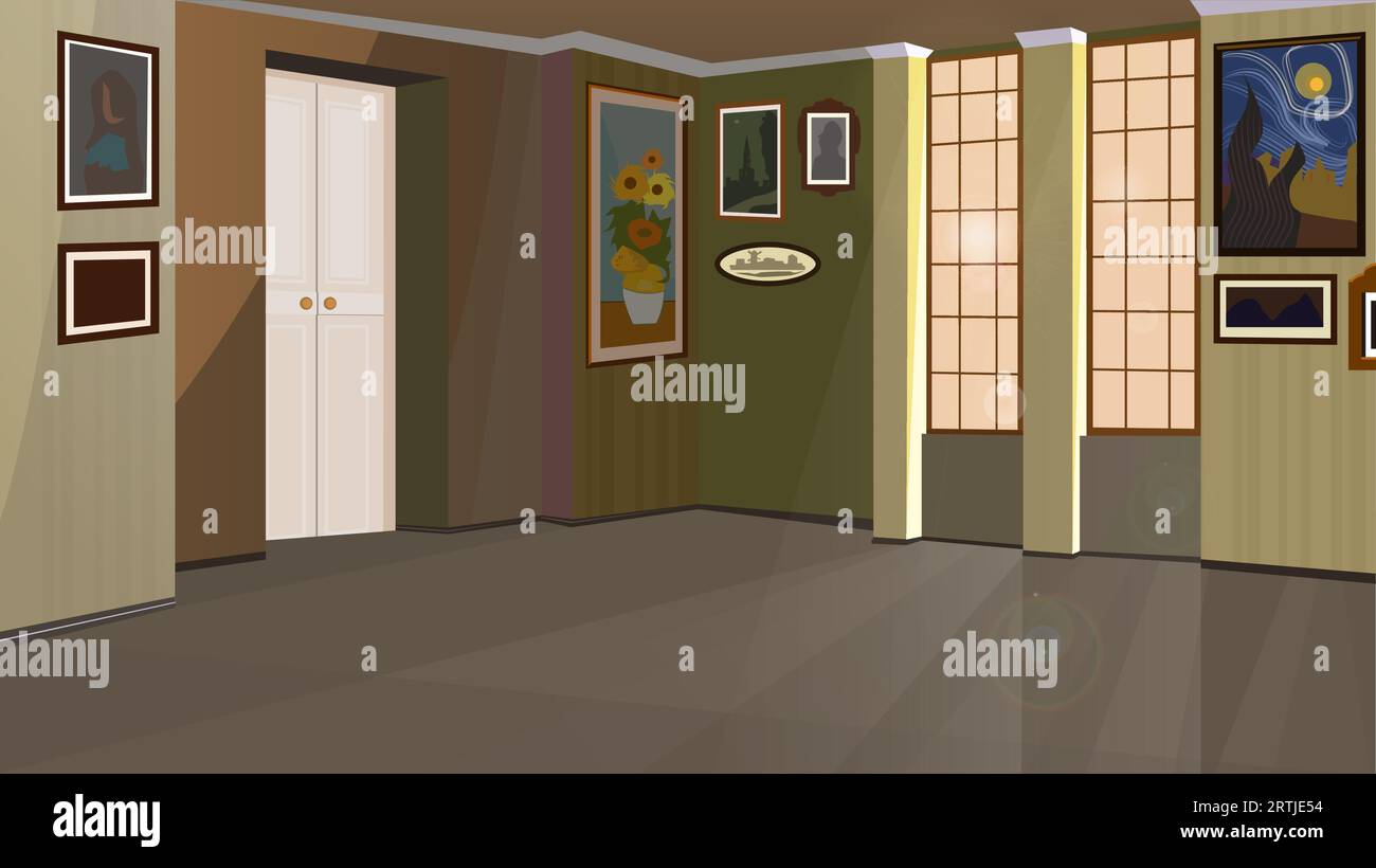 Art gallery with pictures on walls vector illustration Stock Vector ...