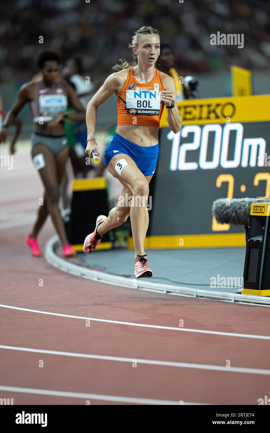 Femke Bol participating in the 4X400 meters relay at the World ...