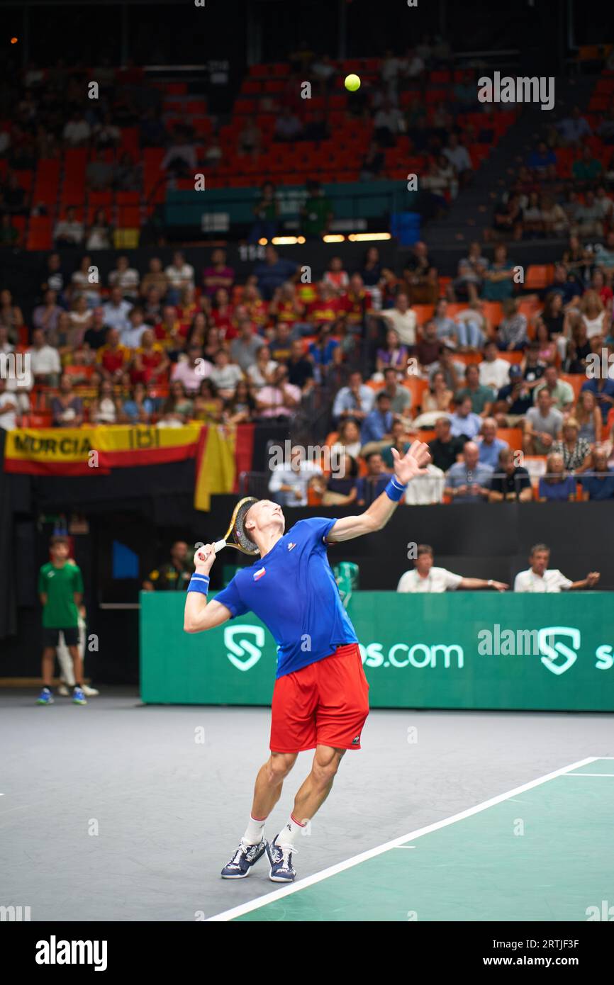 Jiri Lehecka of Czech Republic in action during the Valencia Davis Cup ...