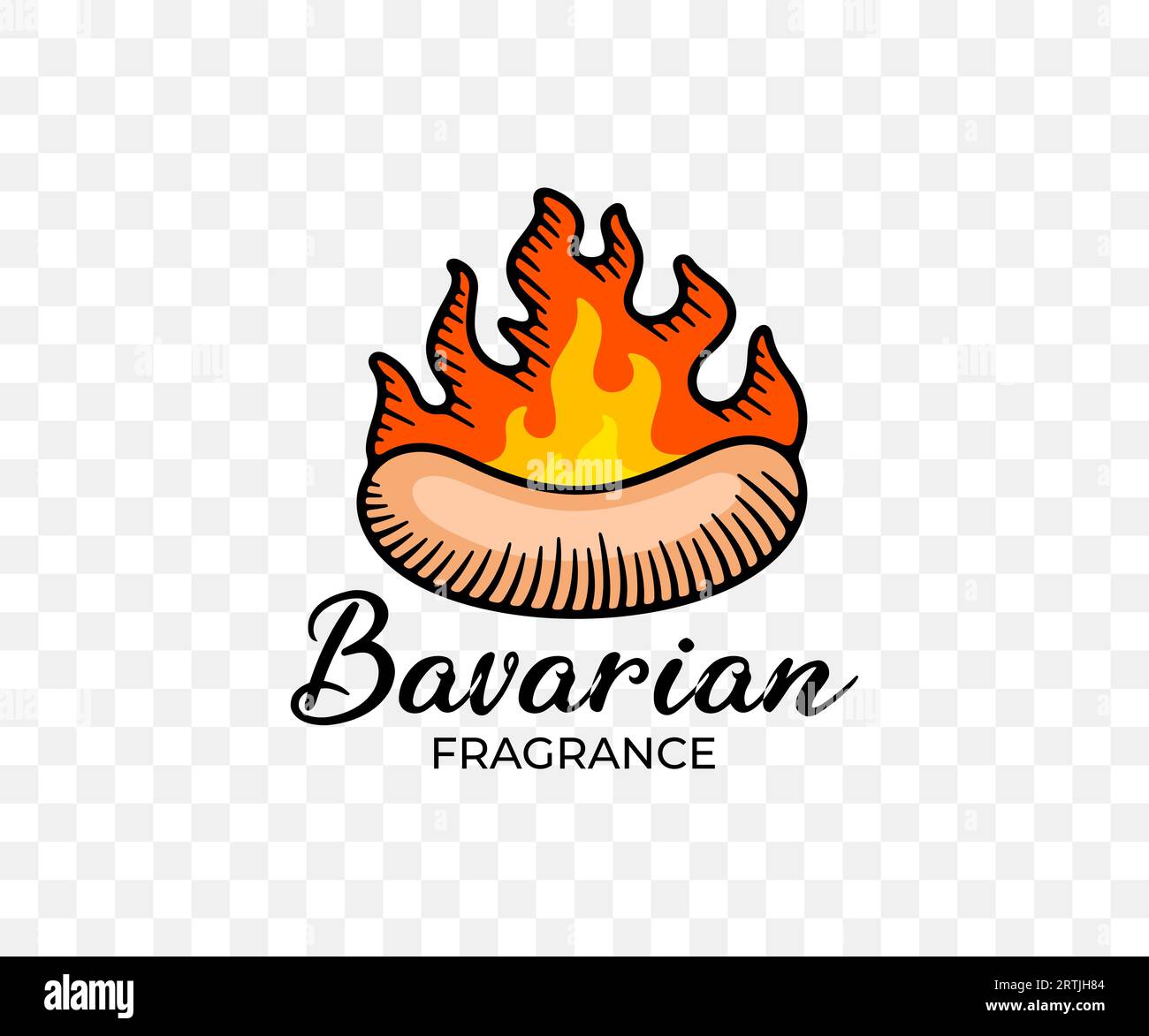 Sausage, frankfurter, weenie, fire and grill, colored graphic design ...