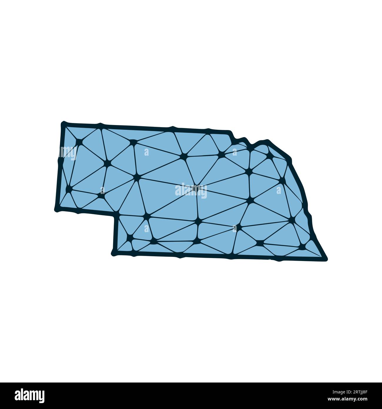 Nebraska state map polygonal illustration made of lines and dots ...
