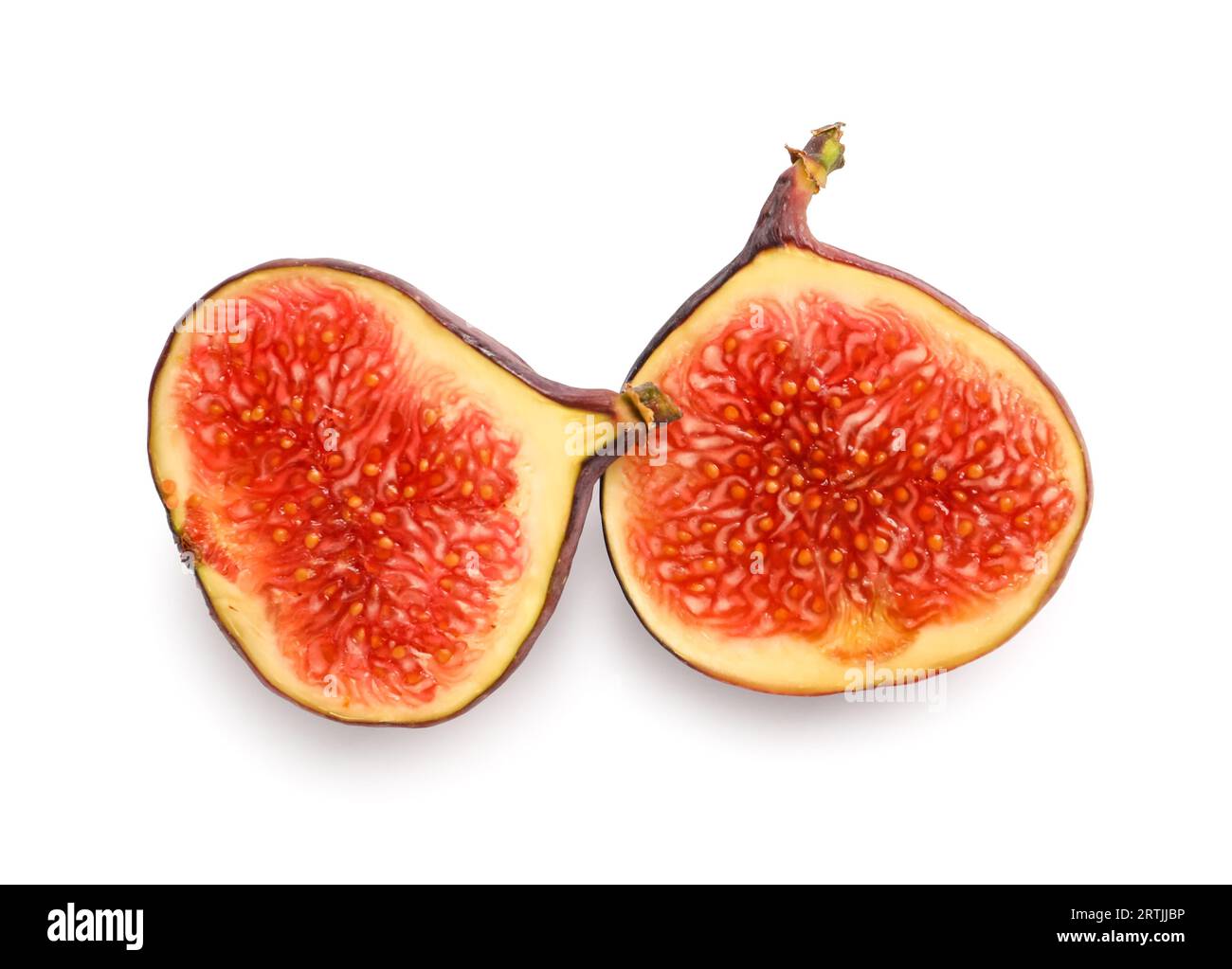 Fresh juicy cut figs on white background Stock Photo - Alamy
