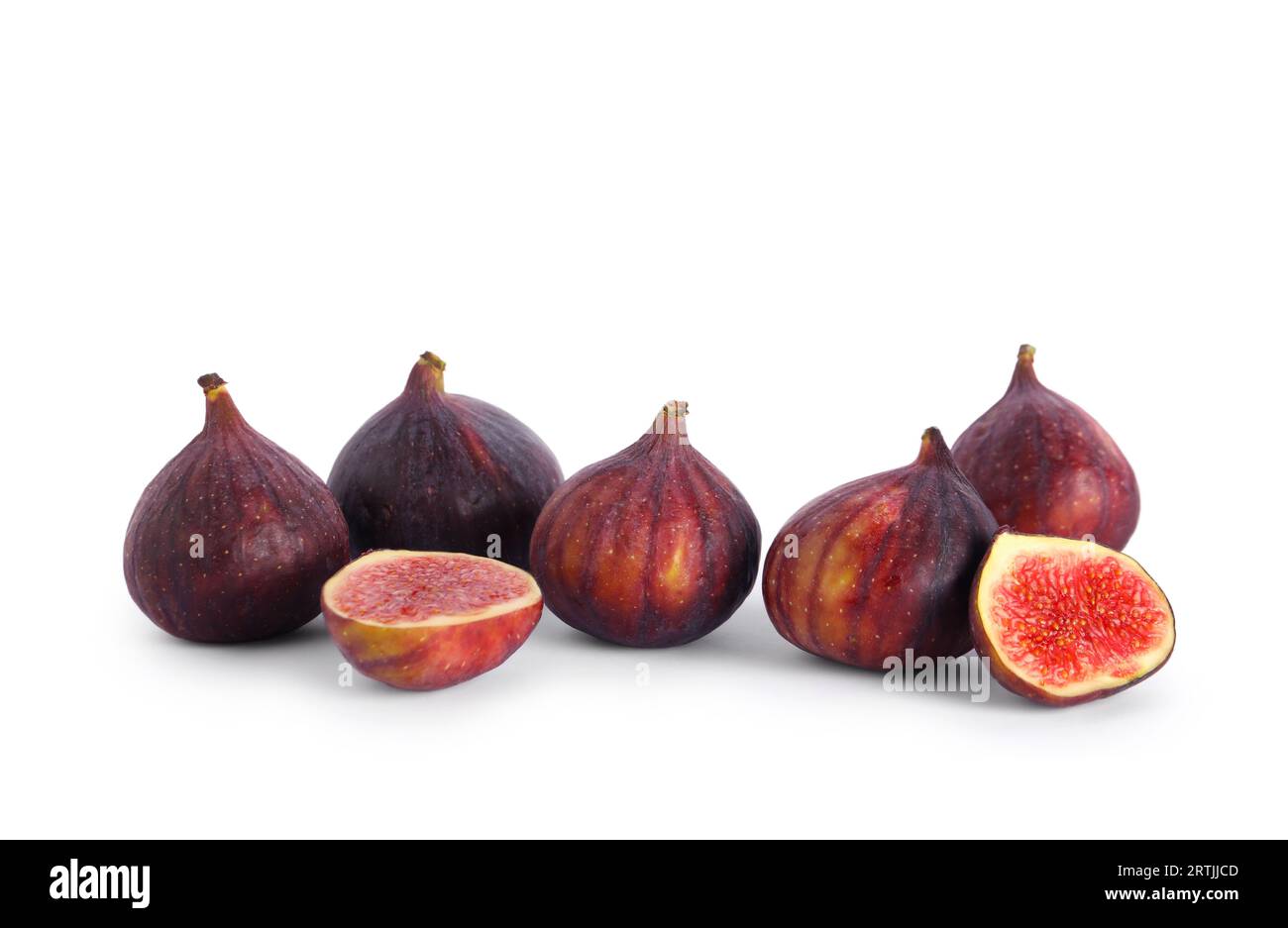 Fresh juicy cut figs isolated on white background Stock Photo - Alamy