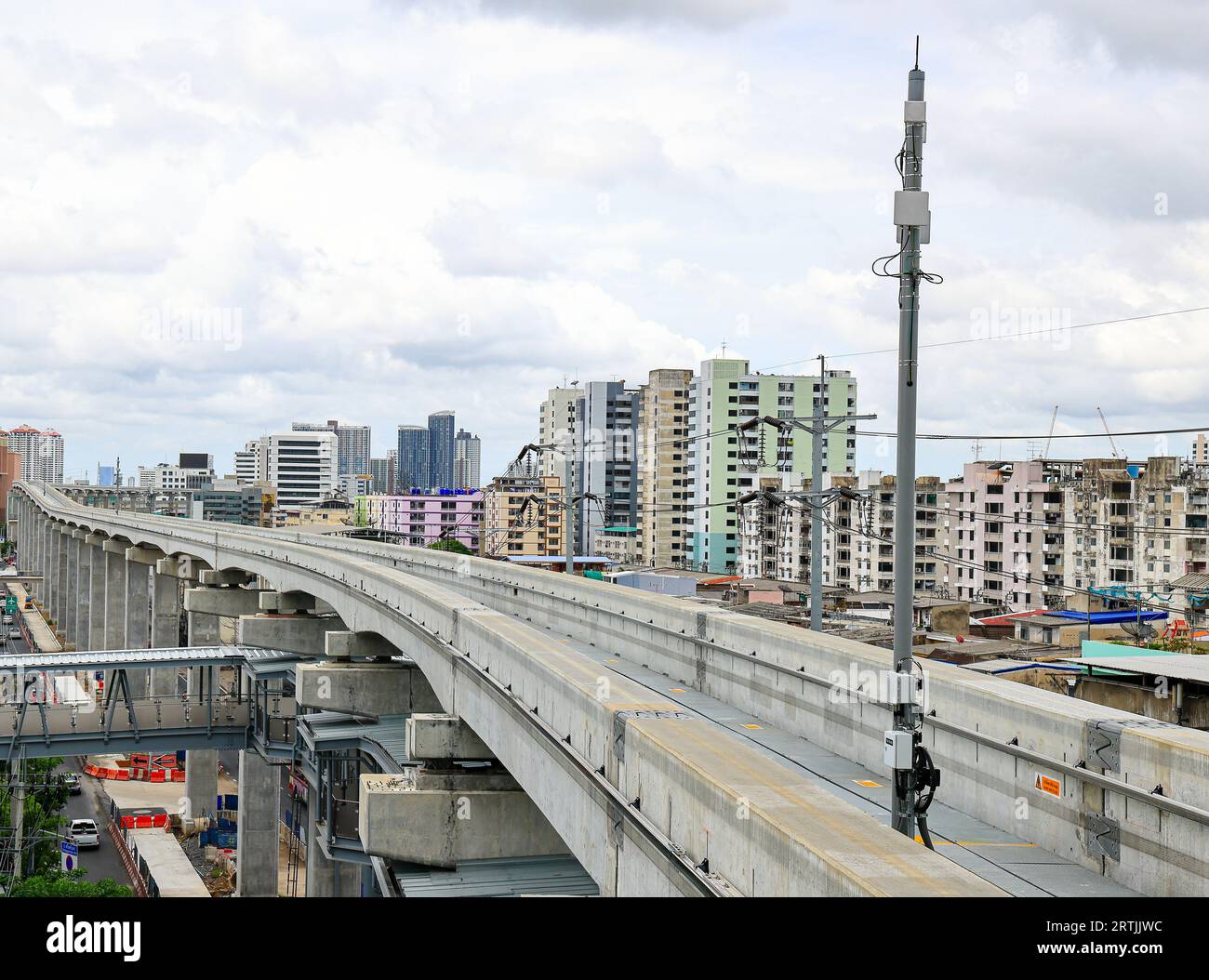 Mass Rail Transit track of Monorail system, railway construction work ...