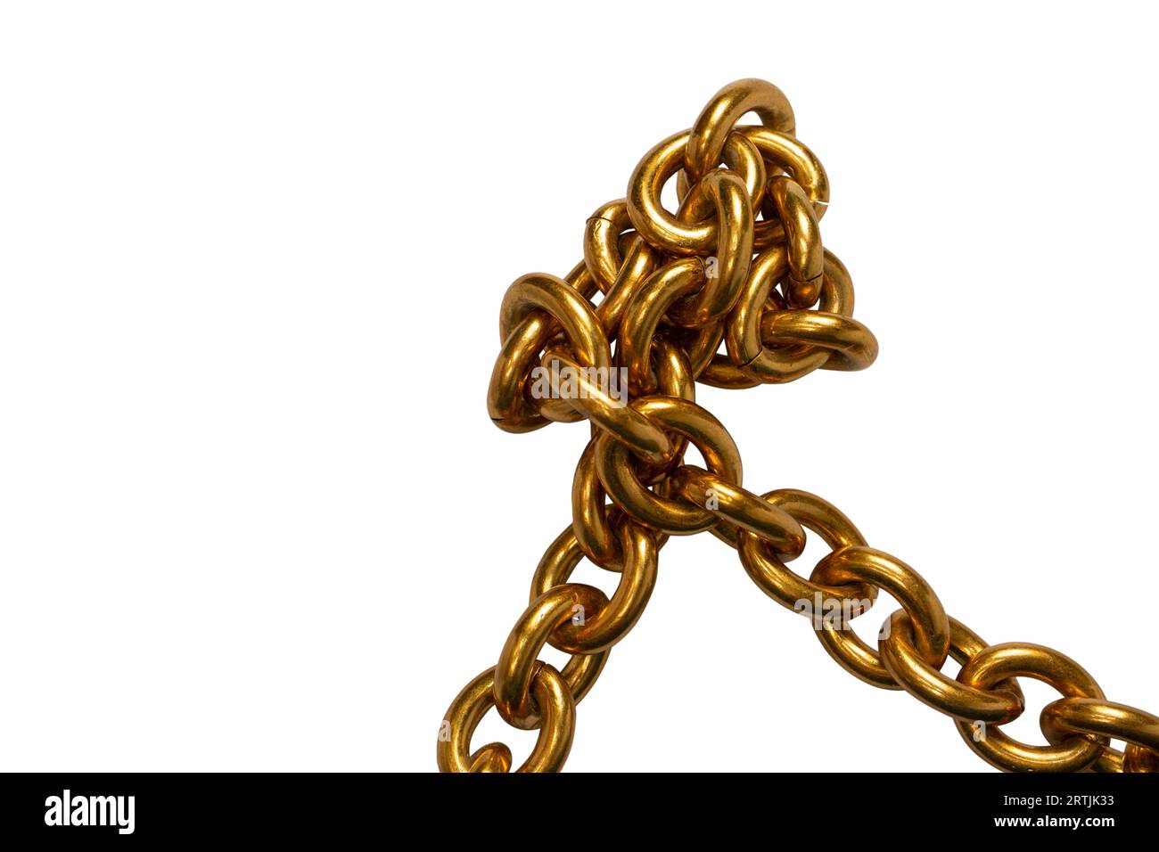 Golden chain isolated on white background. Top view Stock Photo - Alamy