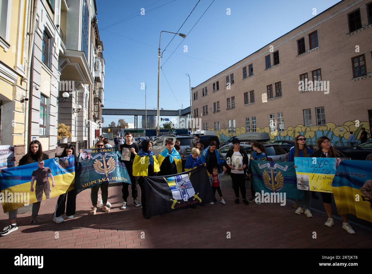 Relatives of Ukrainian prisoners of war take part during a rally ...