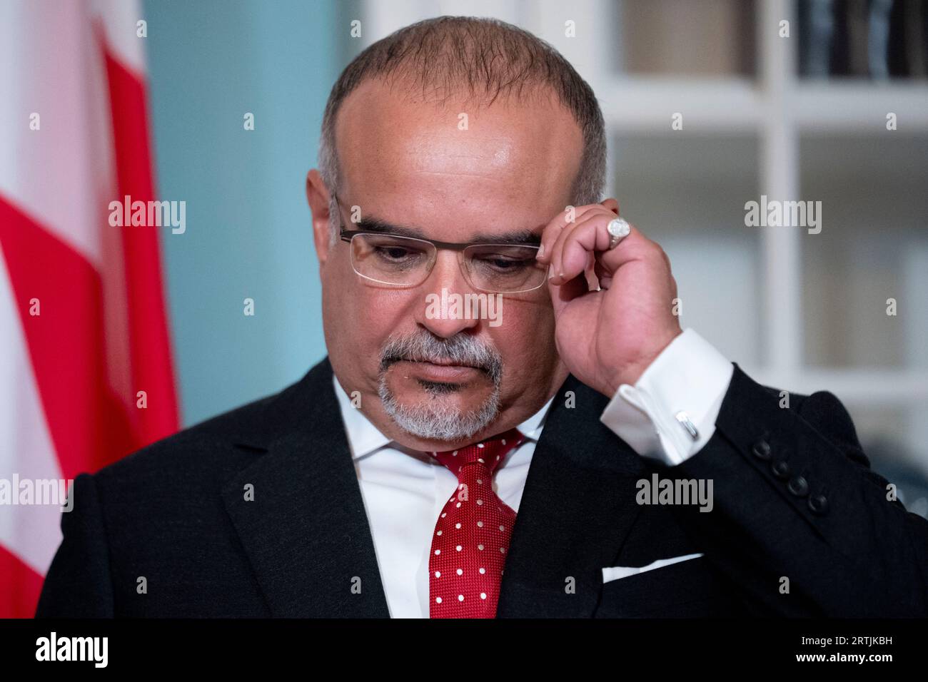 Bahraini Crown Prince Al Khalifa appears at a signing ceremony before ...