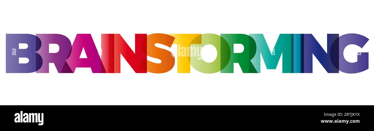 The word Brainstorming. Vector banner with the text colored rainbow ...