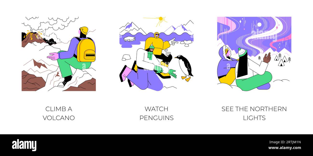 Exotic travel destination isolated cartoon vector illustrations set ...