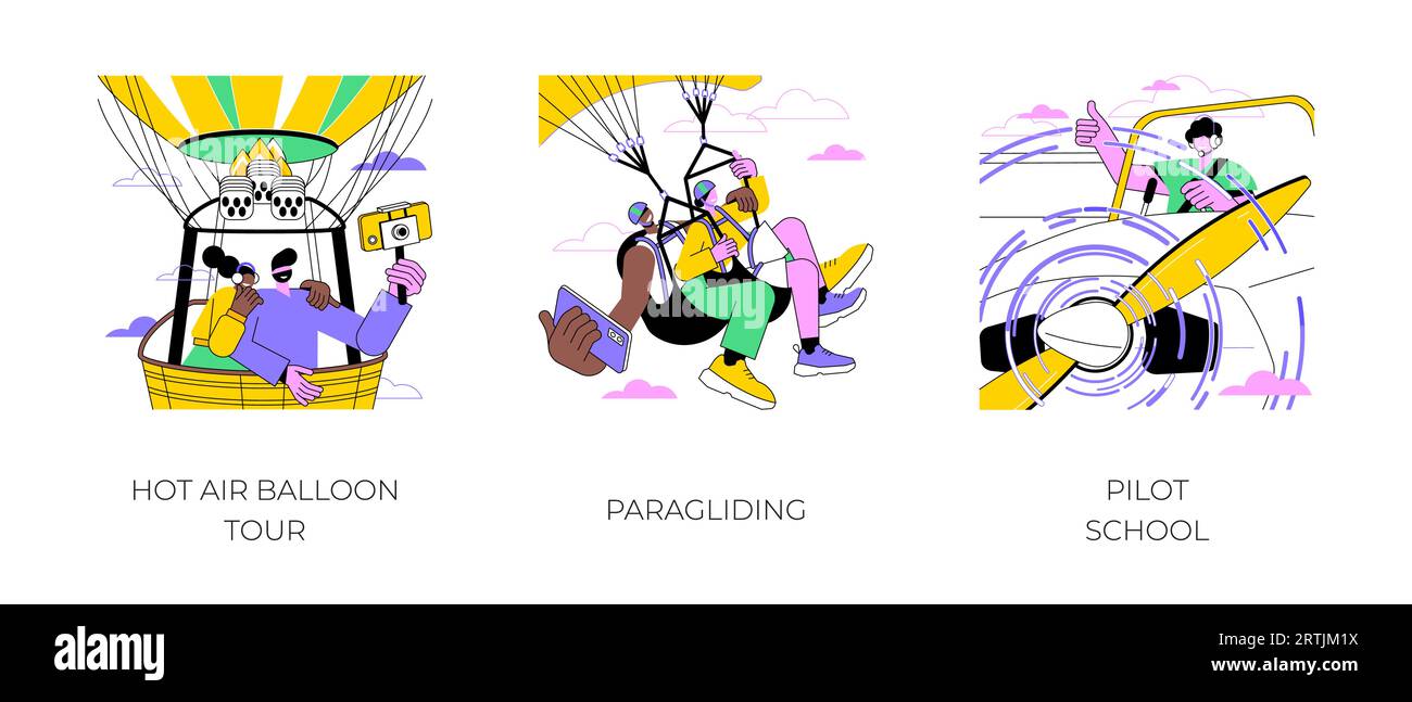 Adventure holiday activities isolated cartoon vector illustrations set ...