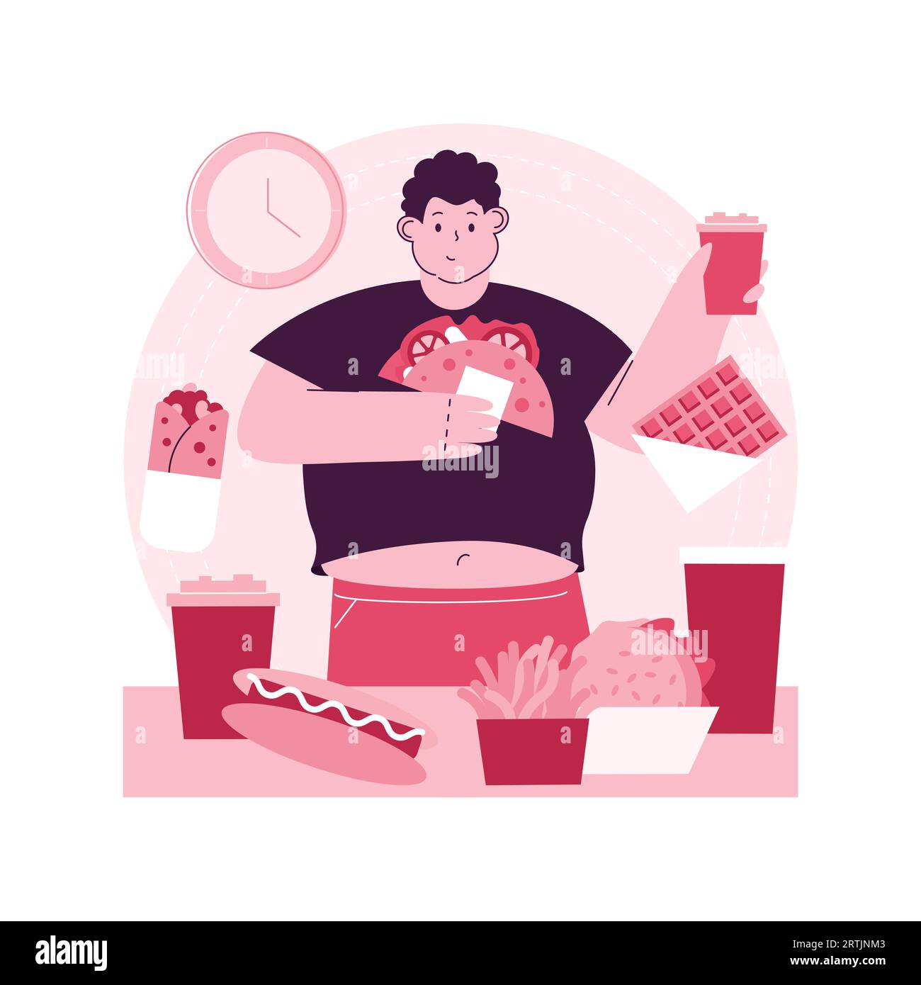 Overeating addiction abstract concept vector illustration. Compulsive ...