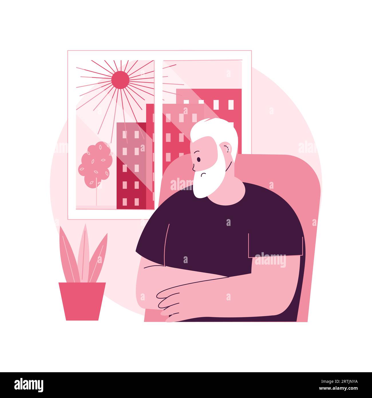 Social isolation abstract concept vector illustration. Social deprivation, isolation effect, old ...