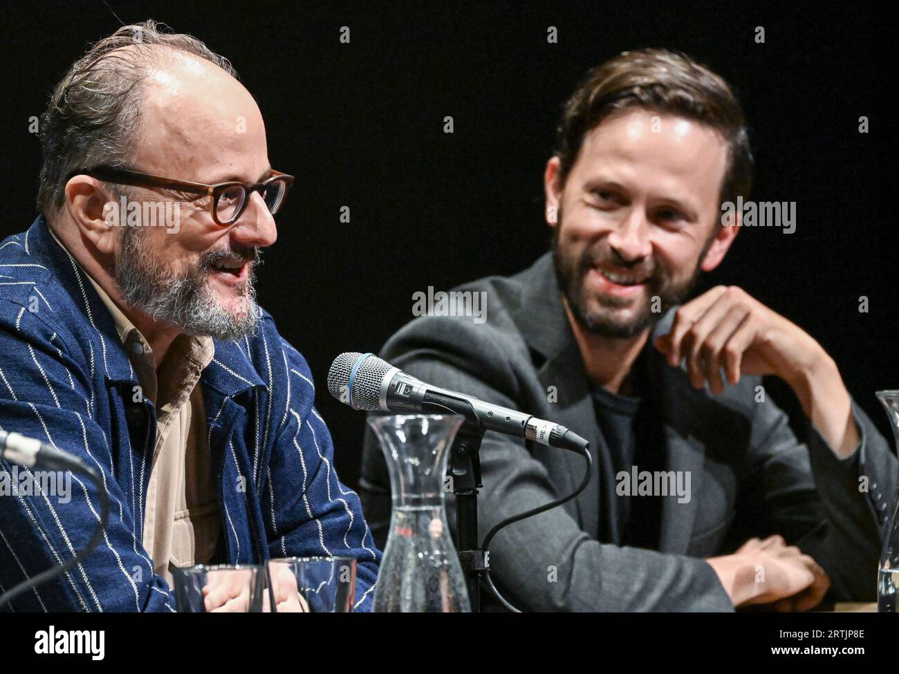 Berlin, Germany. 13th Sep, 2023. U.S. writer Jeffrey Eugenides (l) and ...