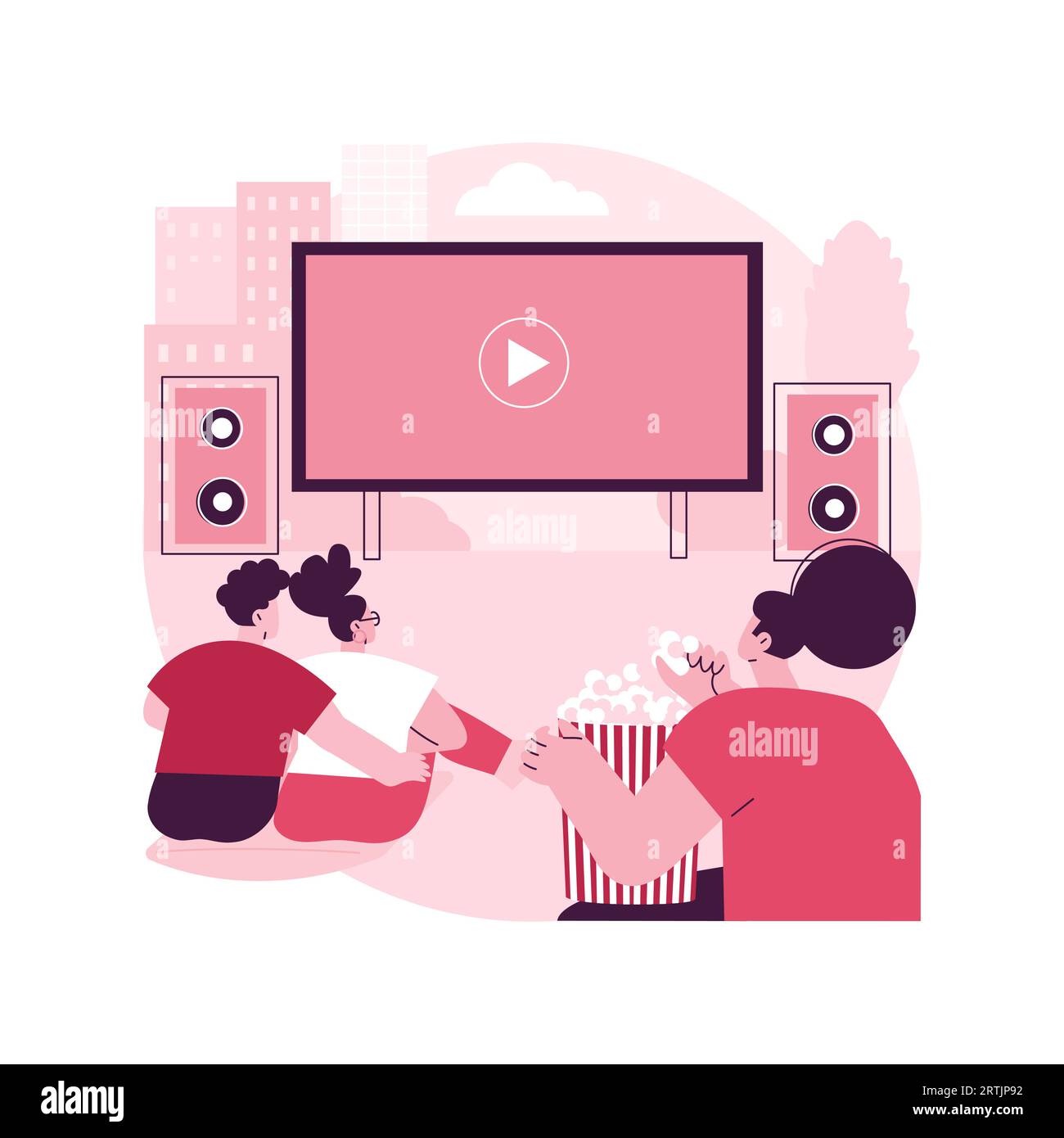 Open air cinema abstract concept vector illustration. Open air movie ...