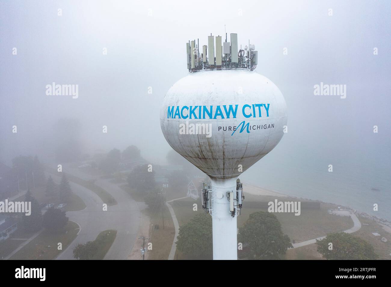 Aerial View of Mackinaw City Bridge in Michigan Stock Photo - Alamy