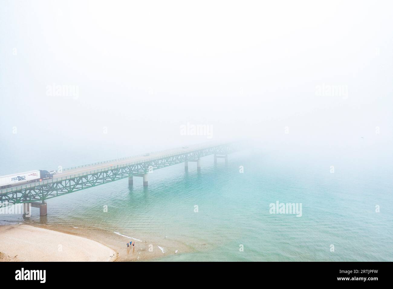 Aerial View of Mackinaw City Bridge in Michigan Stock Photo - Alamy