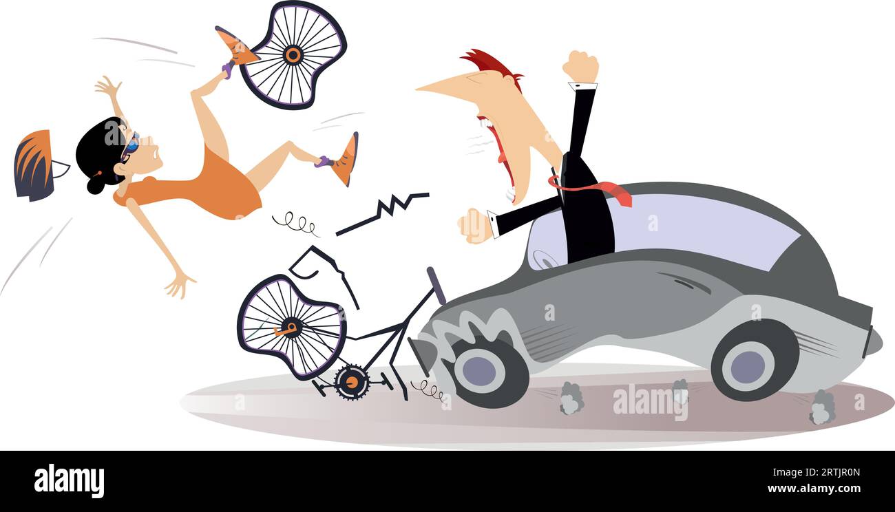 Traffic accident. Bike accident - collisions with car. Automobile ...