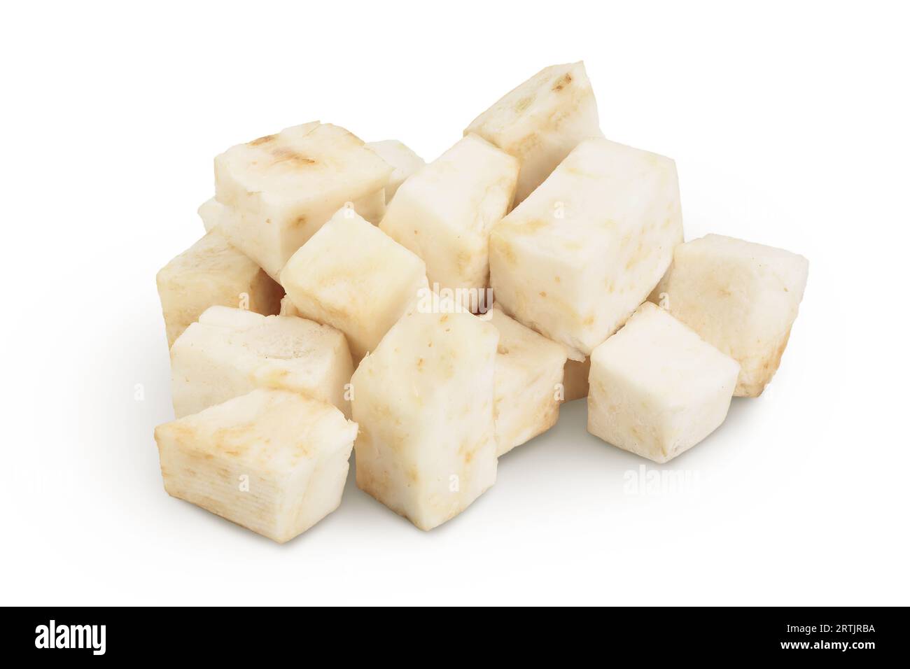 diced celery root isolated on white background Stock Photo - Alamy