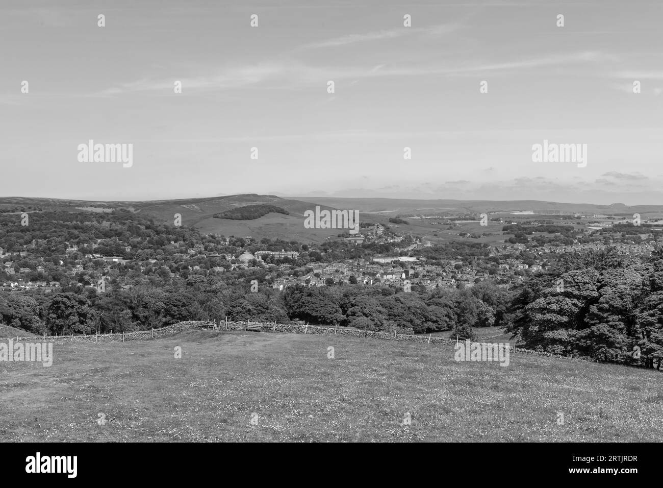 View from Buxton Country Park of Buxton town in the Peak District Stock ...