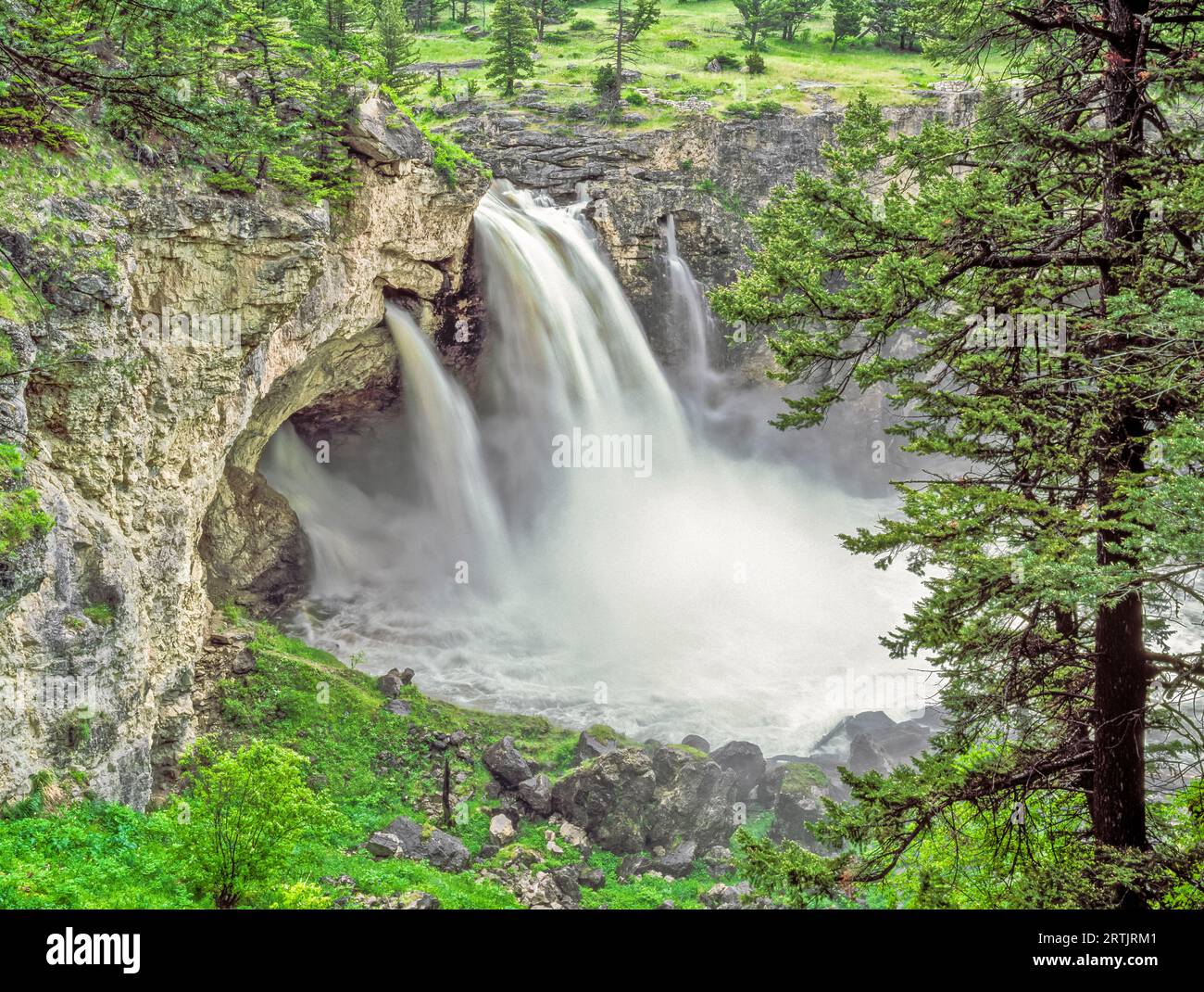 waterfall at boulder river natural bridge near big timber, montana ...
