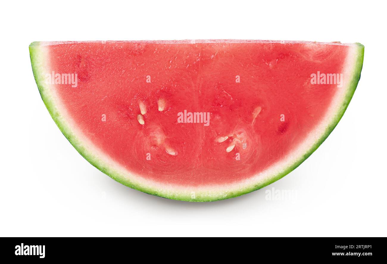 Red seedless watermelon slices isolated on white background with full ...