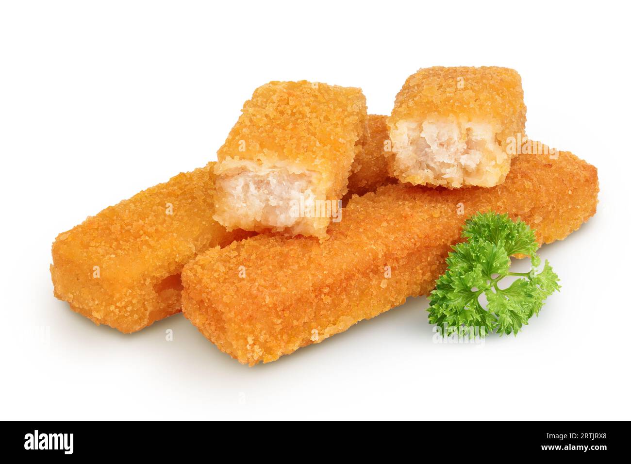 Fish finger or stick with parsley isolated on white background with ...