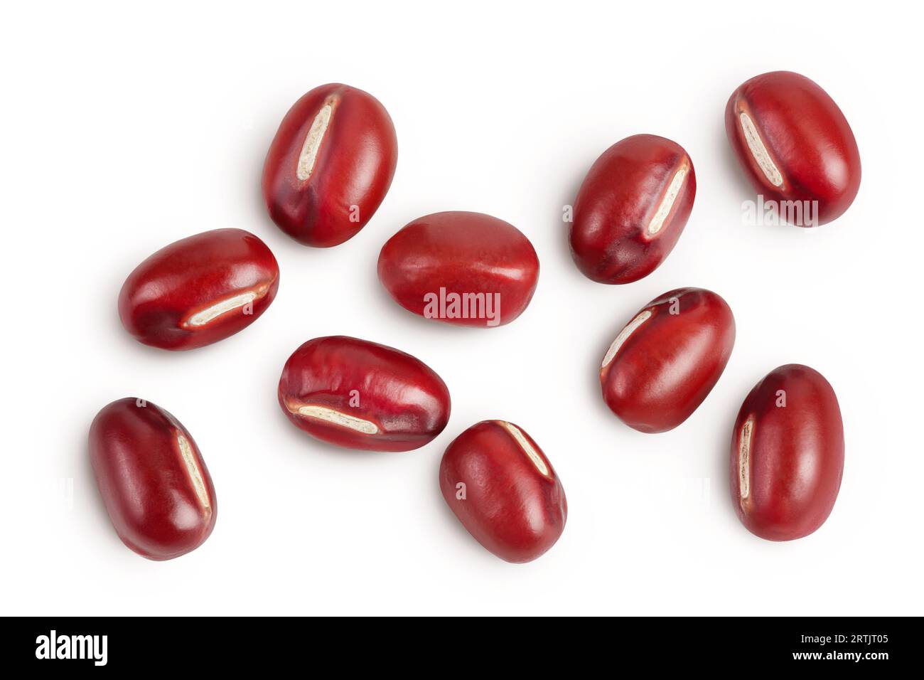 Red adzuki beans isolated on white background. Top view. Flat lay Stock ...
