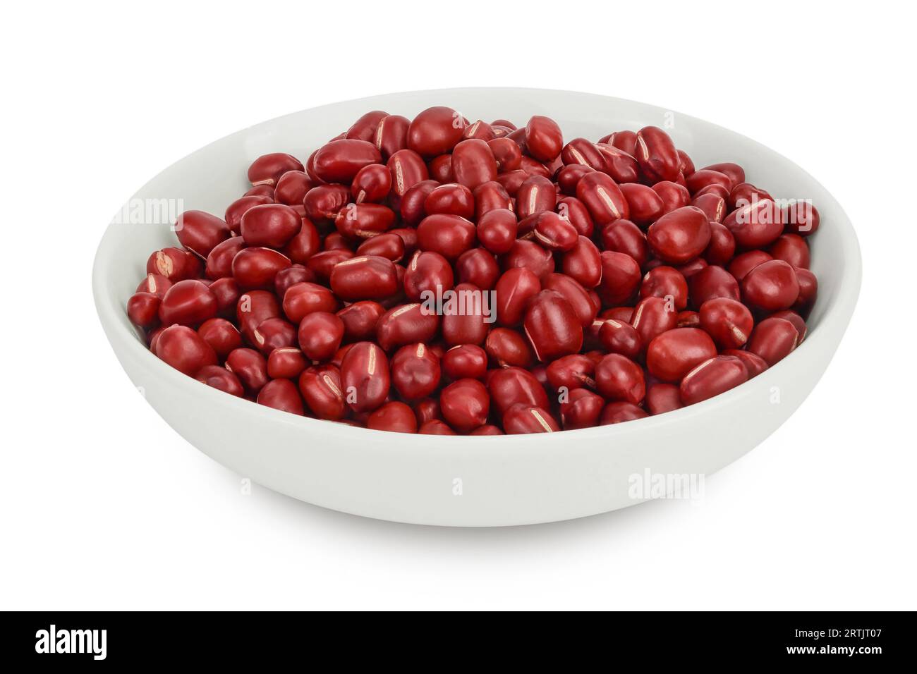 Red adzuki beans in ceramic bowl isolated on white background Stock ...